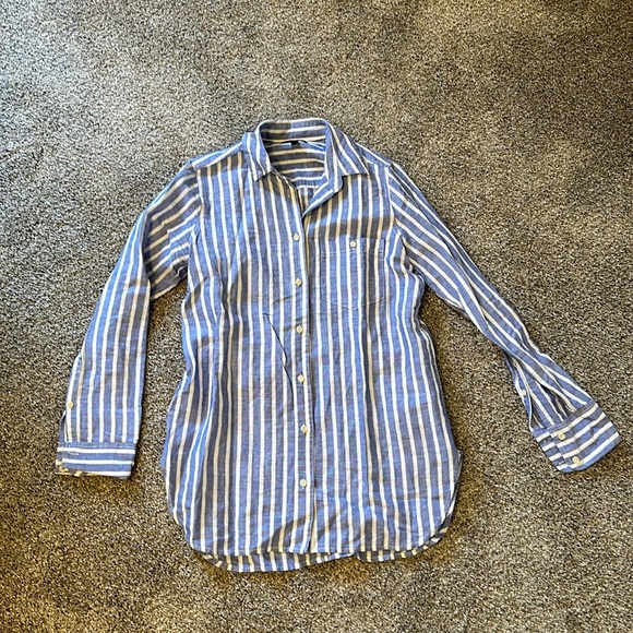 J. Crew | Tops | Jcrew Blue And White Striped Shirt | Poshmark